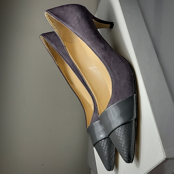 Talbots | Shoes | Talbots Gray Suede Leather And Crocodile Print Pumps ...